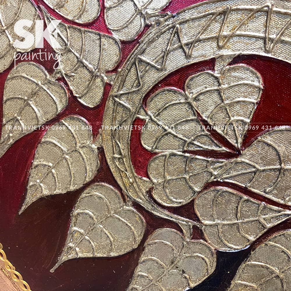 Bồ đề kim tuế - tranh dát vàng lá Ý 24k - lòng tranh 70x70cm - Tranh Việt SK